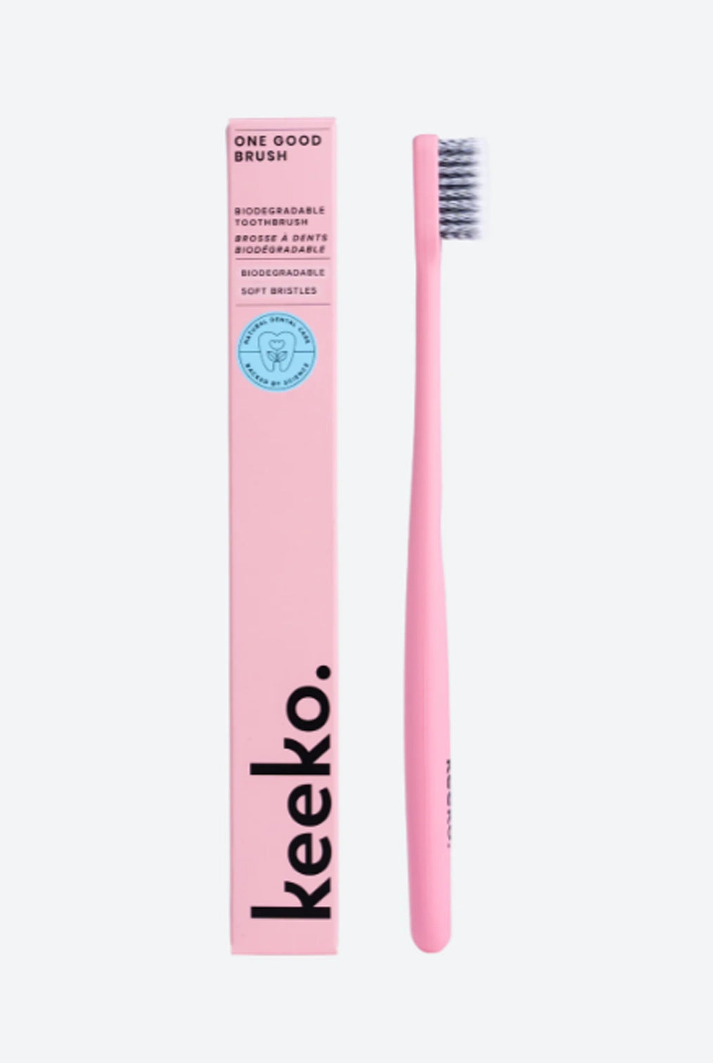 Keeko One Good Brush: Blue Biodegradable Toothbrush, Charcoal Bristles ...